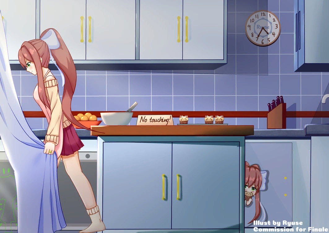 Chibika hiding from Monika | Пикабу