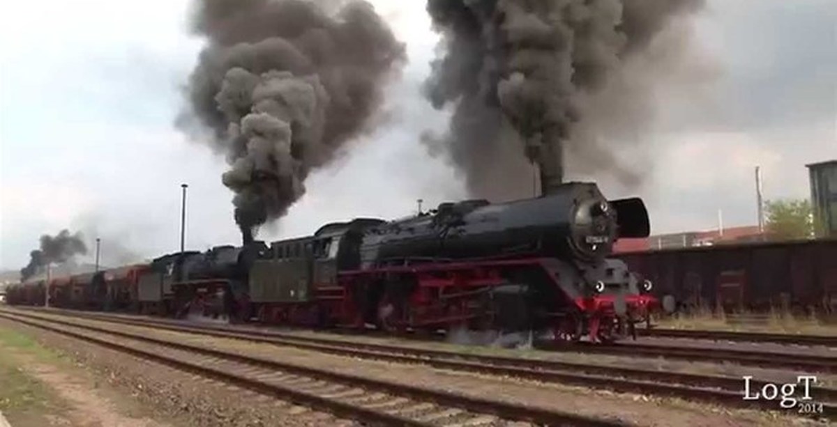 Немецкий тяжеловоз: три локомотива DRB Class 41 толкают один поезд | Пикабу